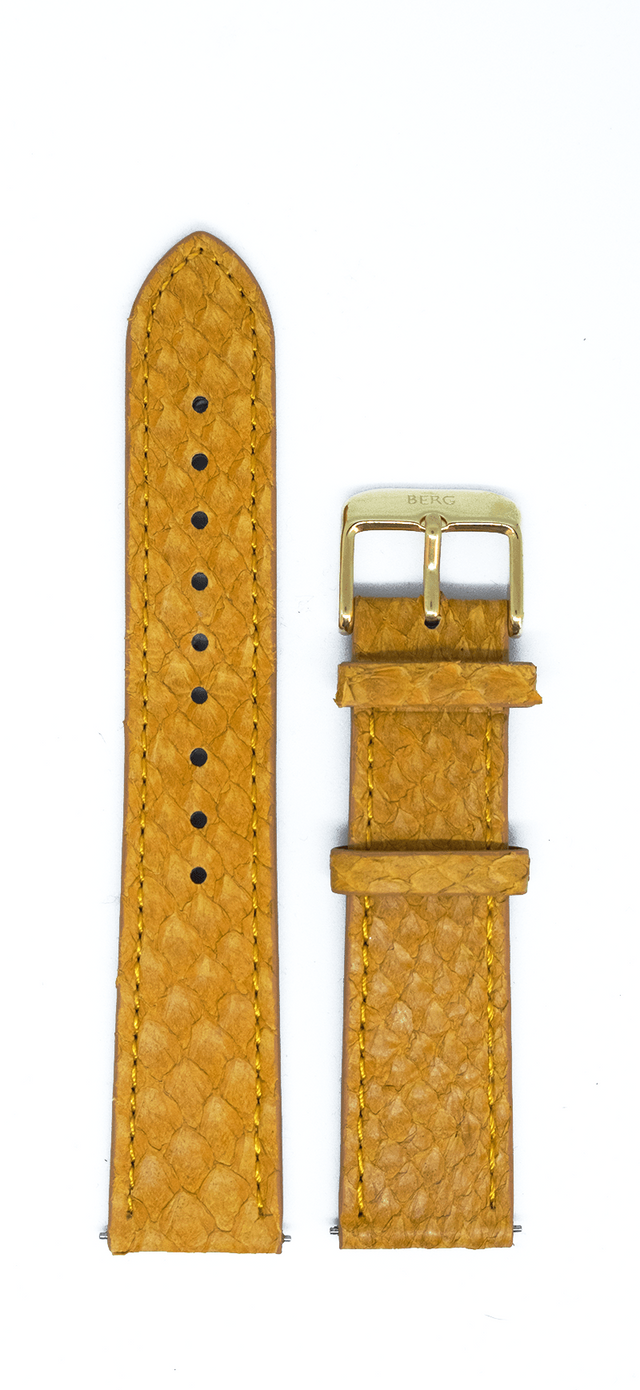 Mustard Gold 20 MM Salmon Leather Strap – Berg Watches